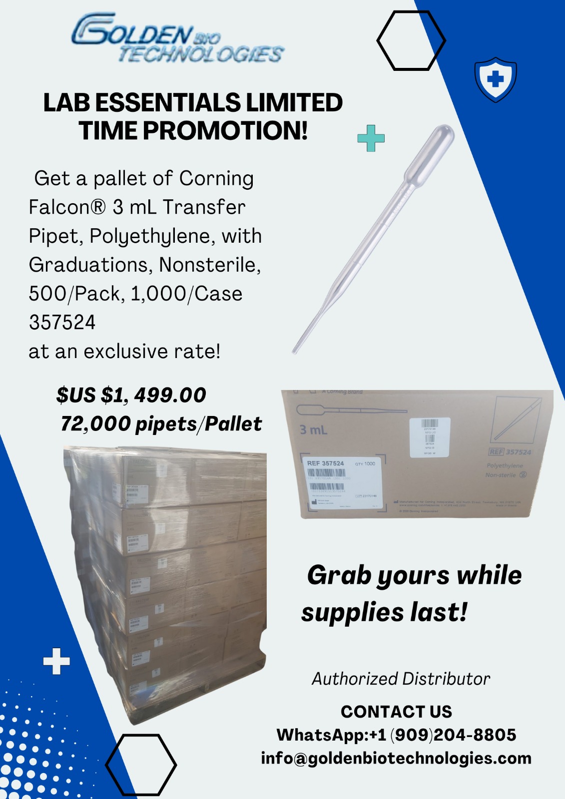 Corning Falcon 3 mL Transfer Pipet, Polyethylene, with Graduations ...